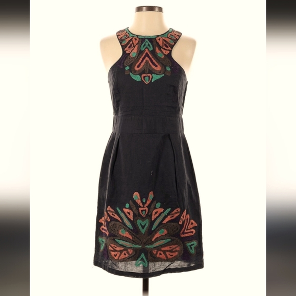 French Connection | Dresses | Linen Shift Dress With Embroidered Neck ...